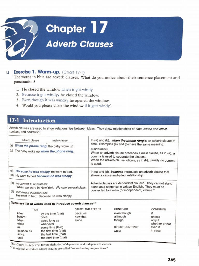 Adverb Clauses - Intro P 365-367 | PDF