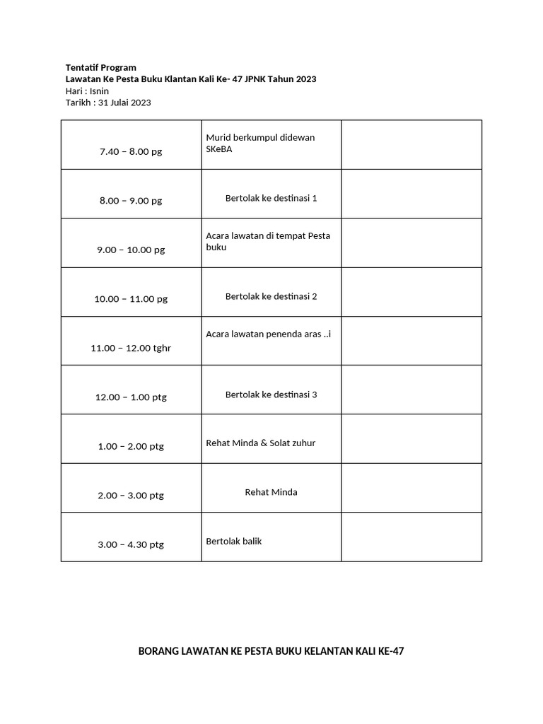 Tentatif Programlawatan Pesta Buku | PDF