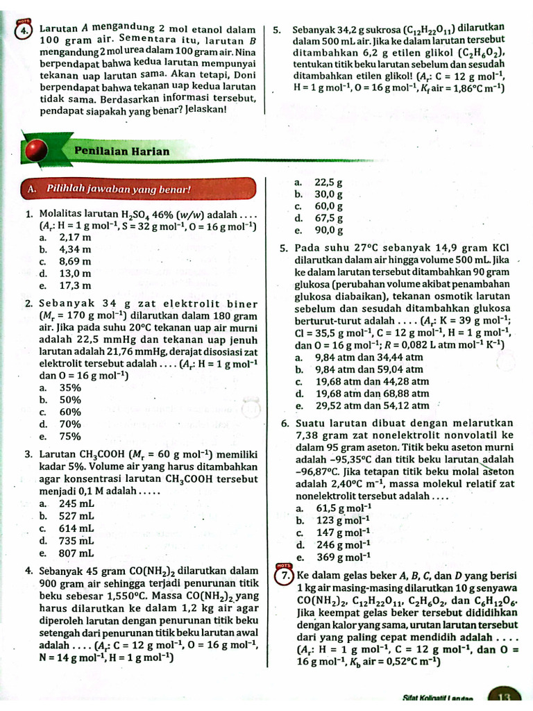Lat Soal Sifat Koligatif | PDF