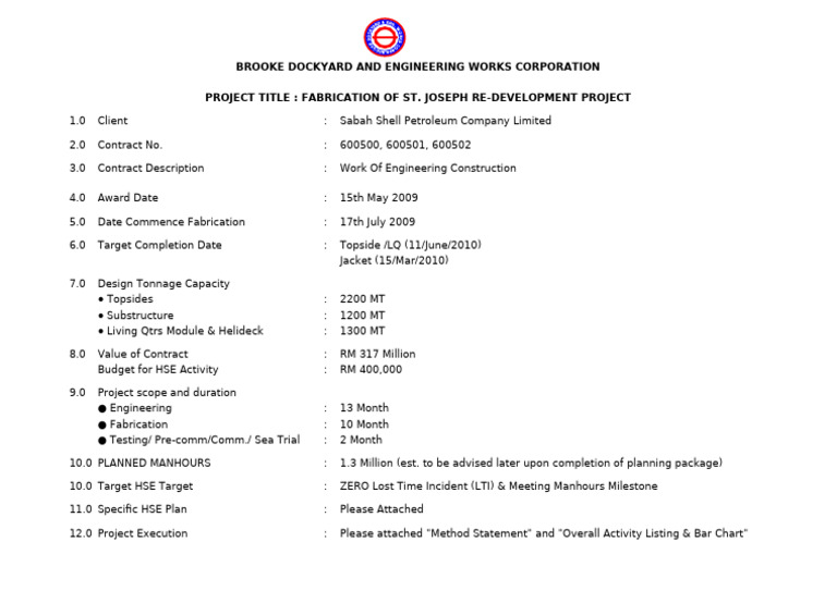 Sample of Contract Value & HSE Budget | PDF