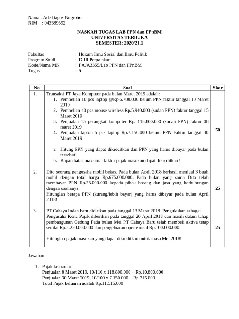 Naskah PAJA3355 Tugas5 | PDF