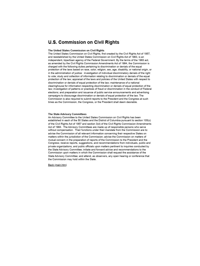 US Commission On Civil Rights | PDF