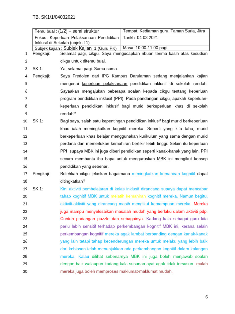 Contoh - Transkripsi Temubual - Data Kualitatif | PDF