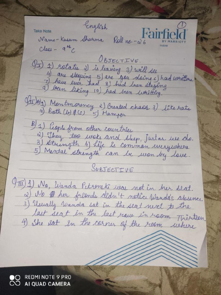 Kusum Sharma Class 9c Pt3 Roll No 26 | PDF