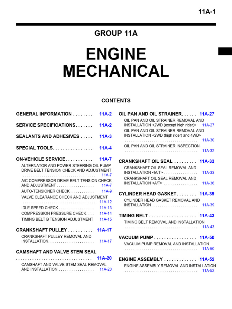 4D56 Dohc Engine Manual | PDF