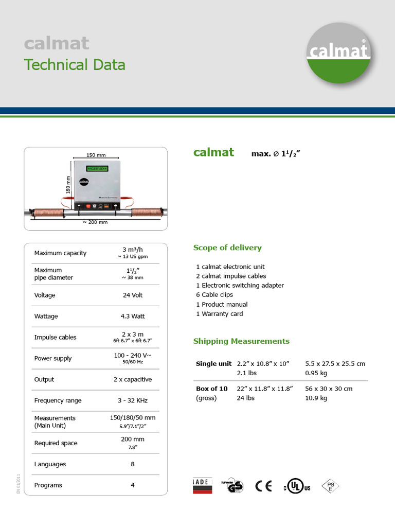 Calmat Data Sheet English | PDF