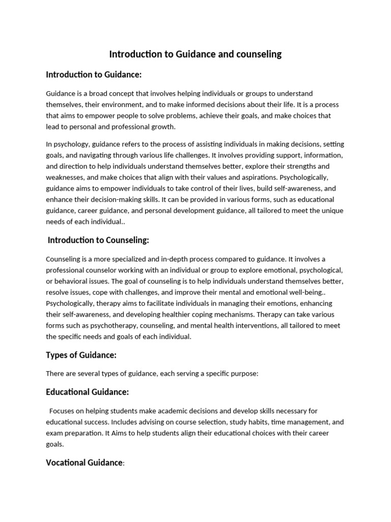 Introduction To Guidance and Counseling | PDF