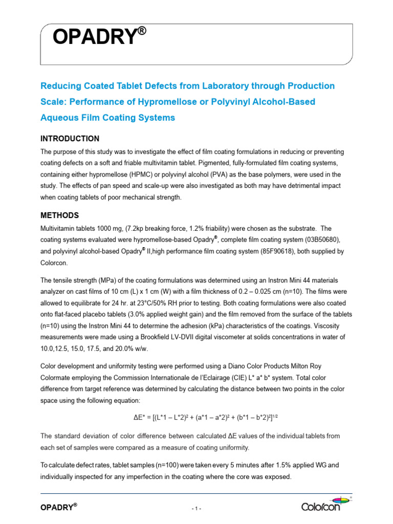 Ads Opadry II Reduce Coat Tab | PDF