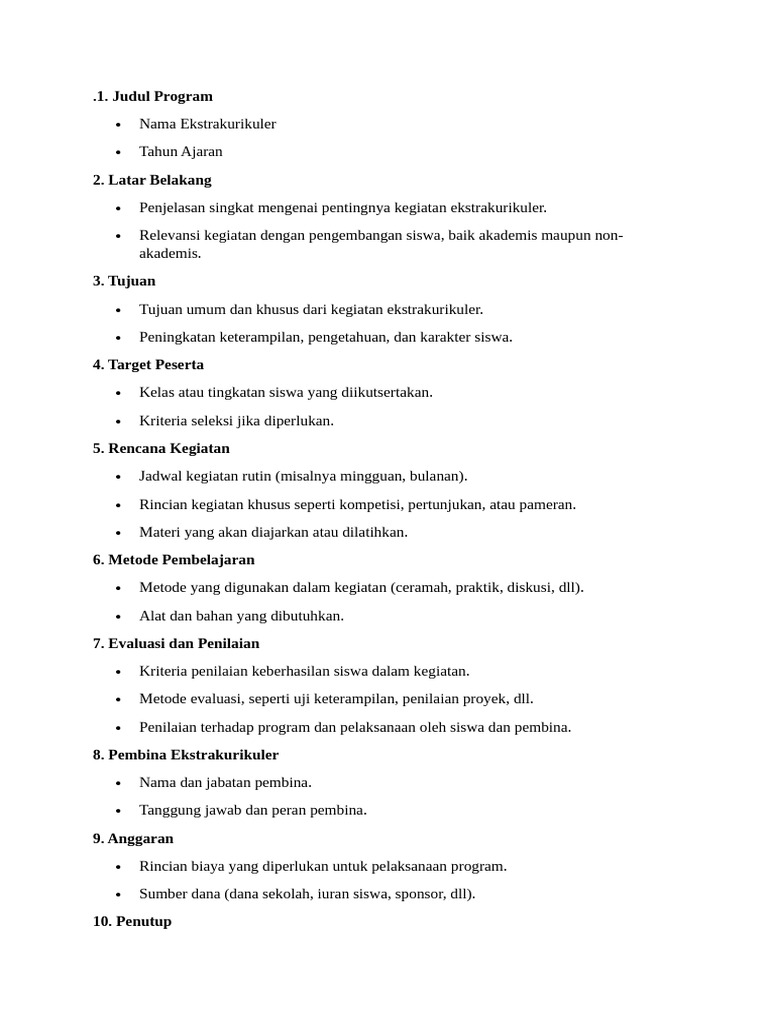 Format Proker Pembina Eskul | PDF