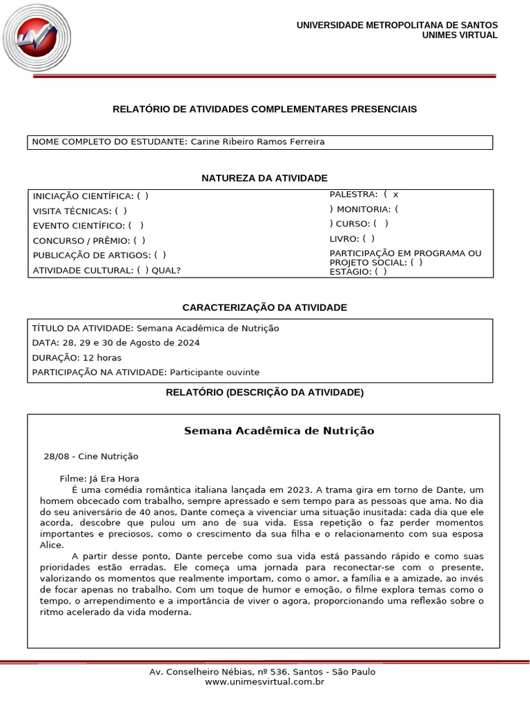 Atividade Complementar Modelo | PDF