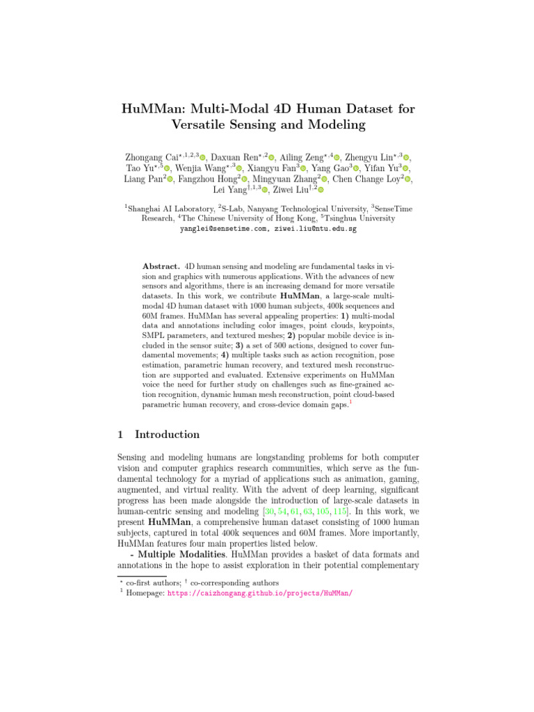 2204.13686 HuMMan Multi-Modal 4D Human Dataset For Versatile Sensing ...