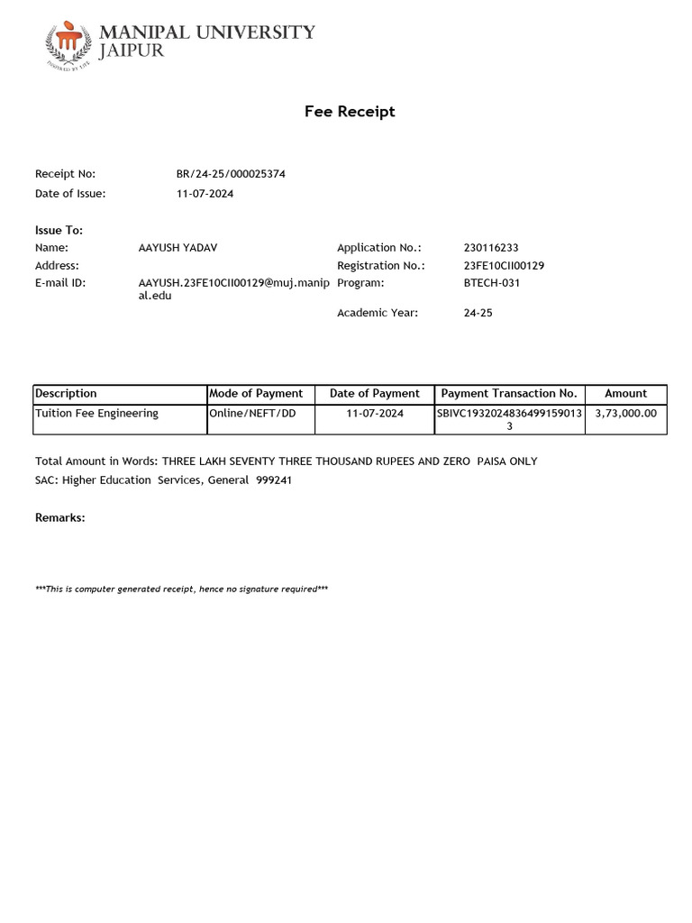 Receipt BR 24 25 000025374 | PDF