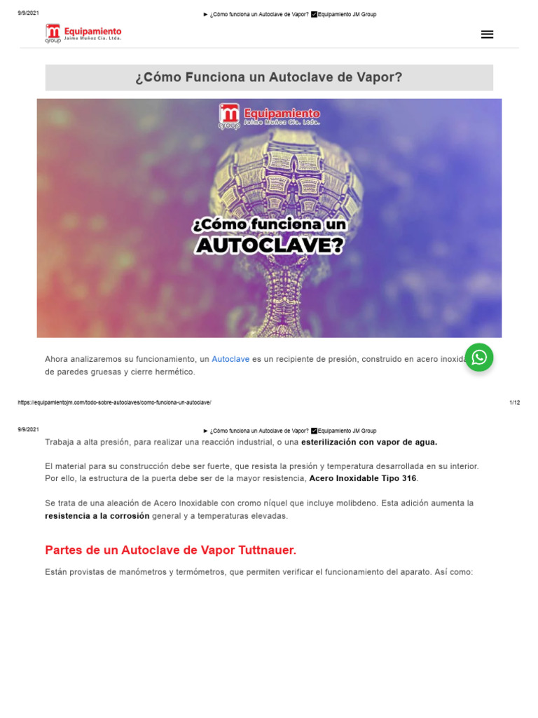 Cómo Funciona Un Autoclave de Vapor | PDF