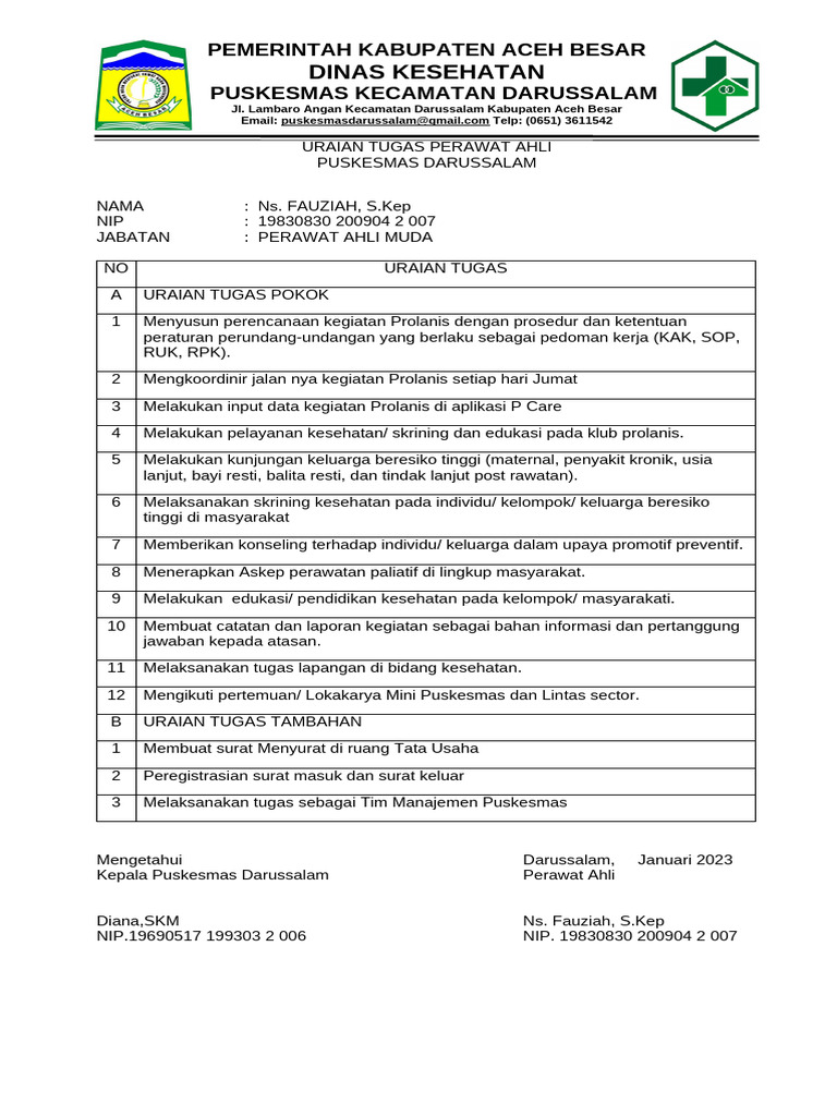 Uraian Tugas PHN 2023 | PDF