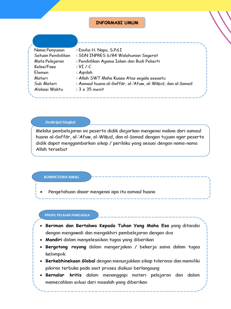 Modul Ajar Kumer Kelas Vi (Bab 2) | PDF