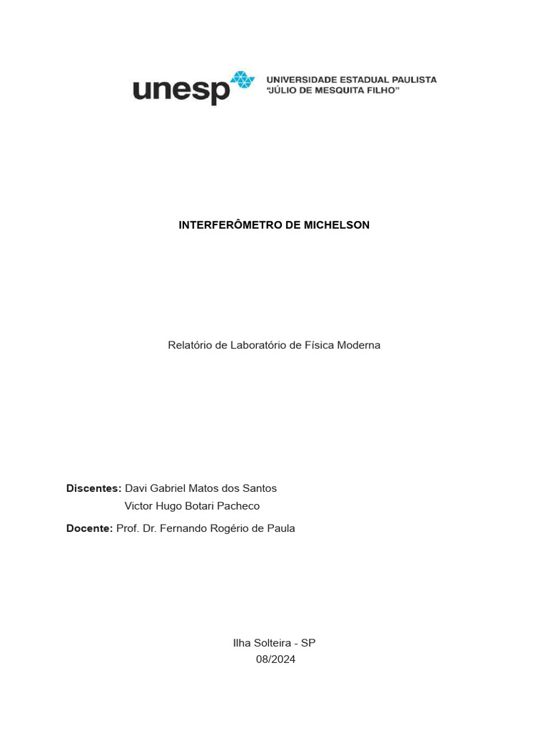 Interferômetro de Michelson | PDF