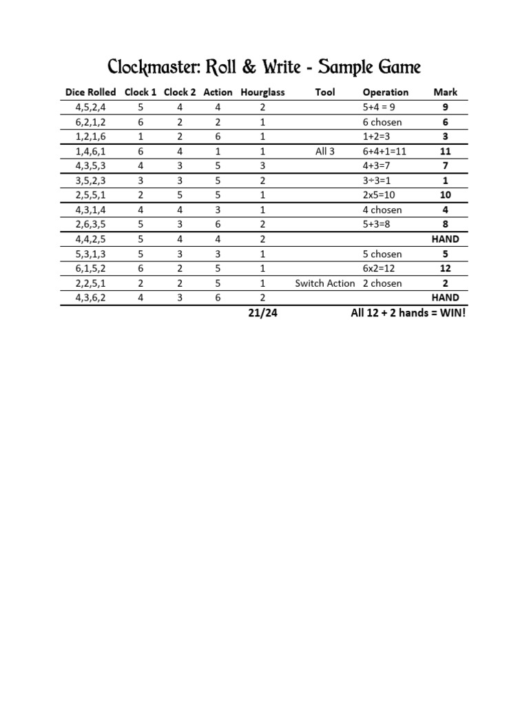 Clockmaster Sample Game | PDF