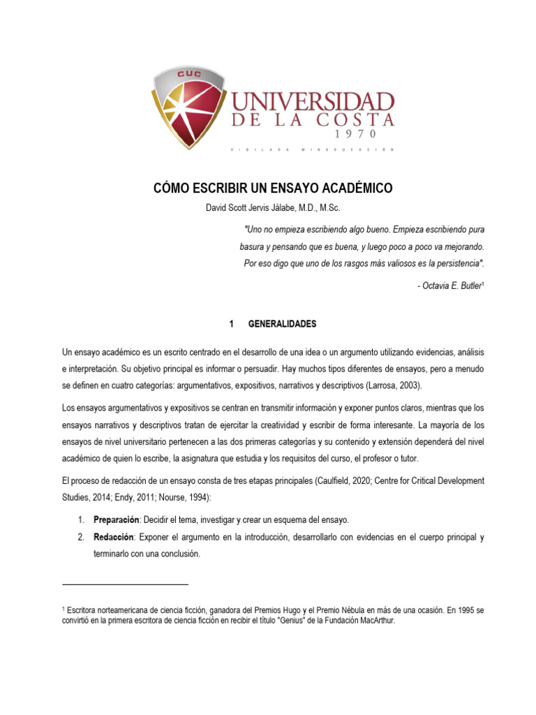 Como Escribir Un Ensayo Academico - Version Corta | PDF