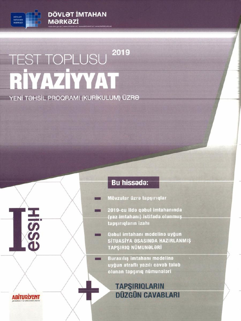 DM Riyaziyyat Test Toplusu 1 Ci Hiss PDF Free | PDF