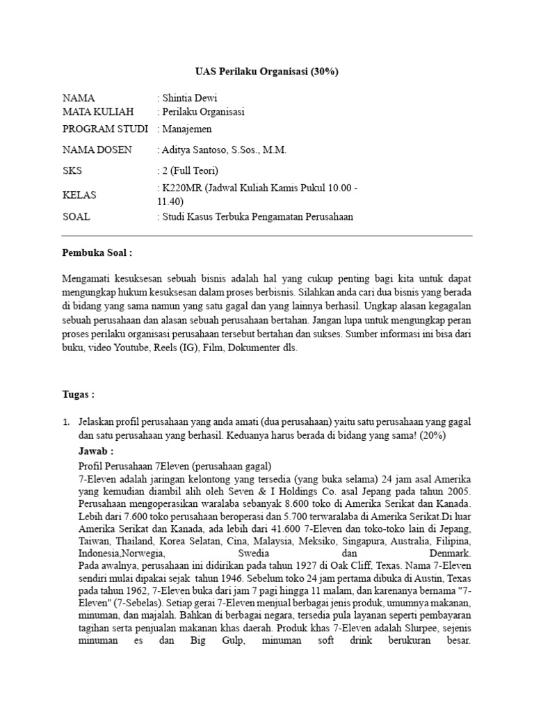 'EAS Perilaku Organisasi | PDF