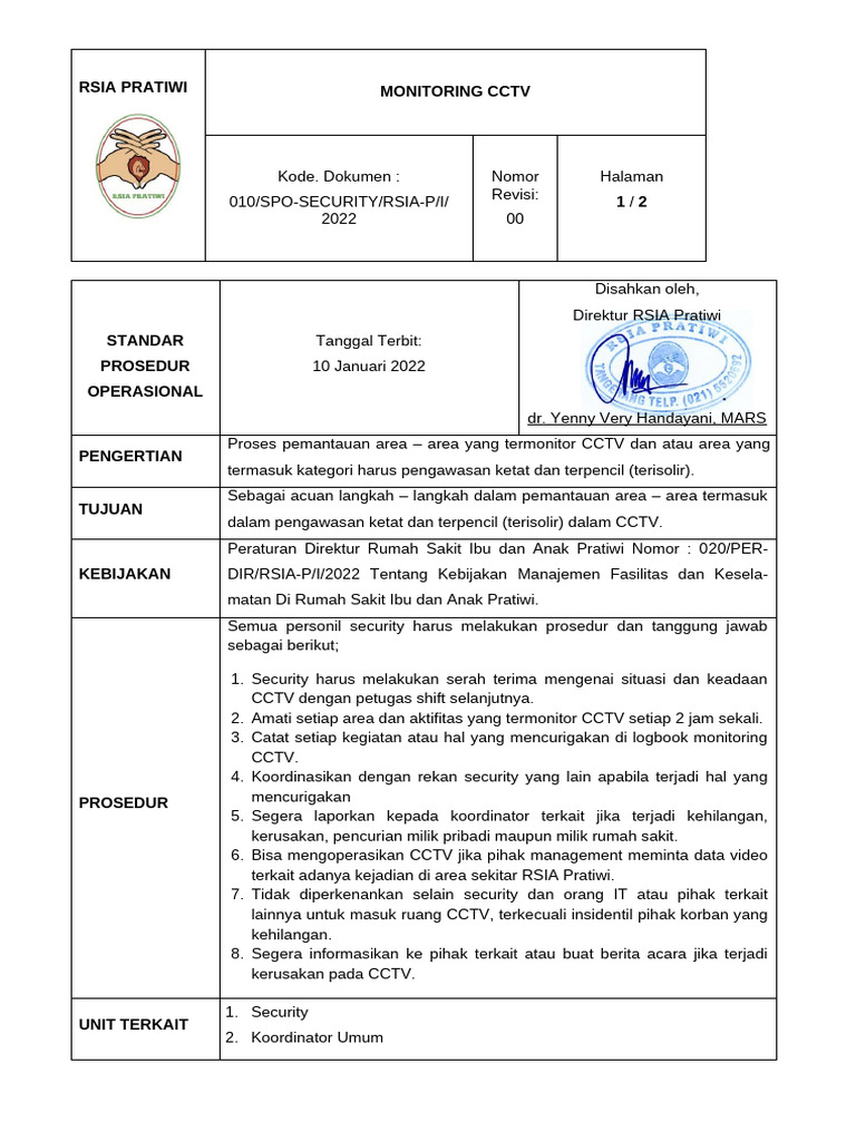 SOP Monitoring CCTV | PDF