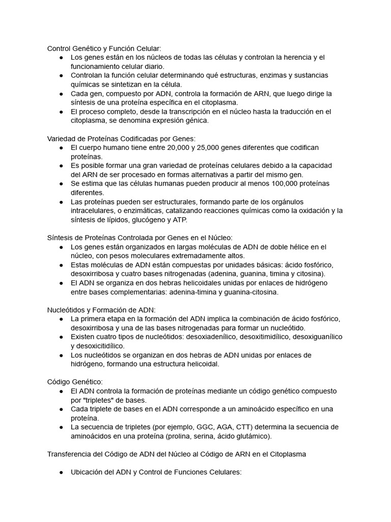 Control Genético y Síntesis de Proteínas | PDF | Rna | Salud y bienestar