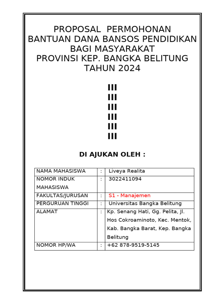 Surat Permohonan Bansos Yakesma Liveya Realita 2024 | PDF