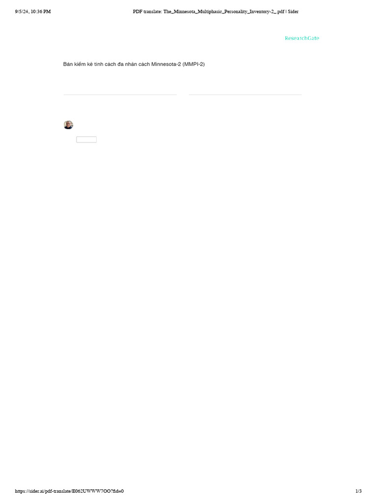 PDF Translate The Minnesota Multiphasic Personality Inventory-2 .PDF ...