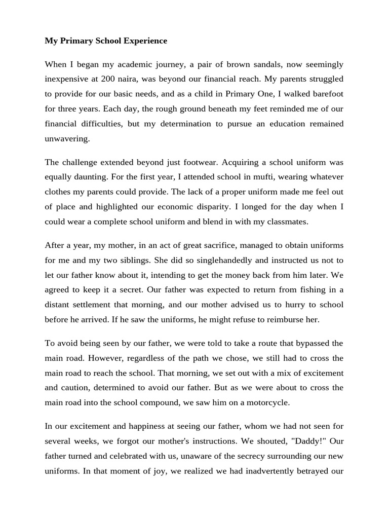 My Primary School Experience Pdf
