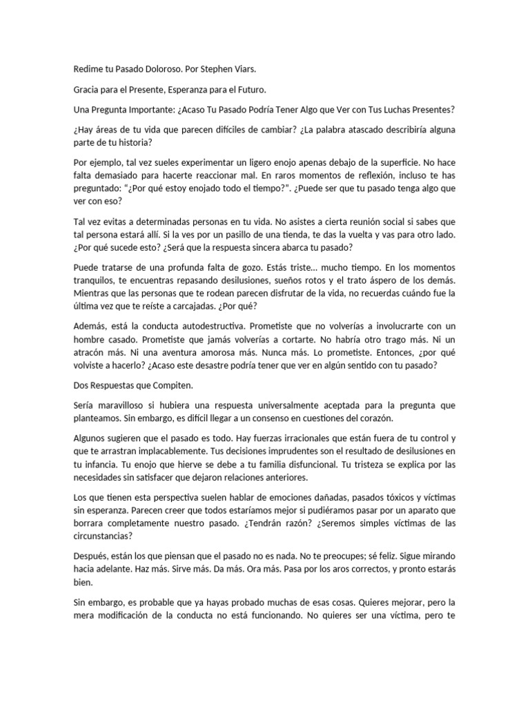 Redime Tu Pasado Doloroso | PDF