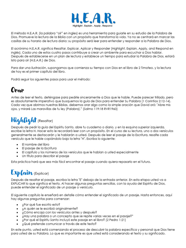Explicación Del Método HEAR | PDF | Cristo (título) | Religión y espiritualidad