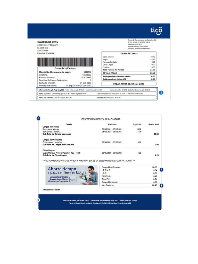 Facturas tigo panama | PDF