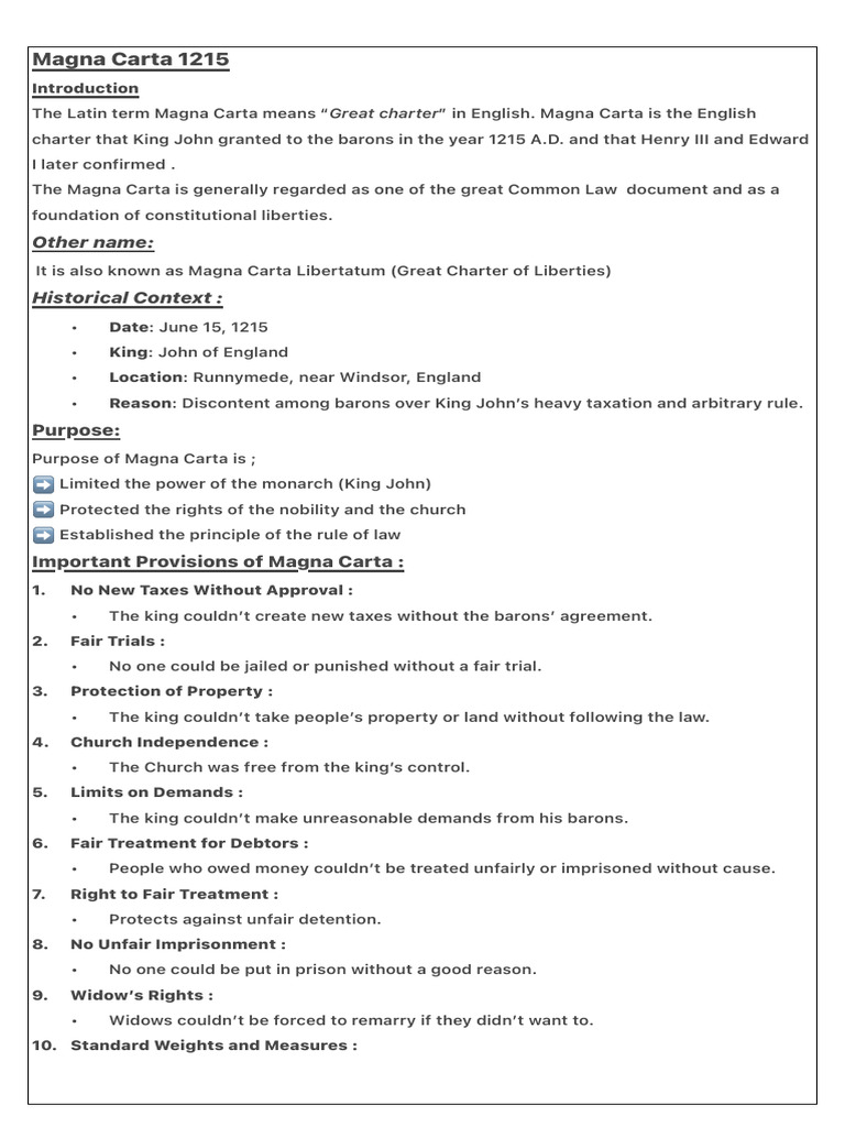 Magna Carta 1215 | PDF