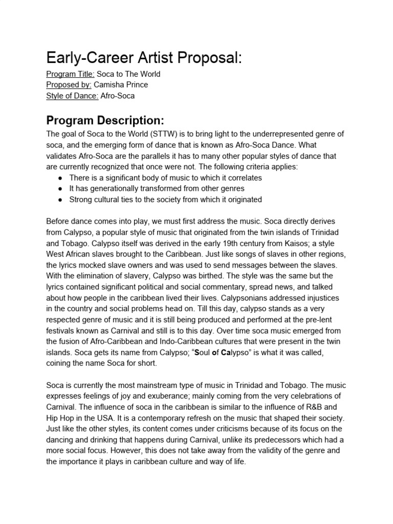 Early-Career Artist Proposal | PDF