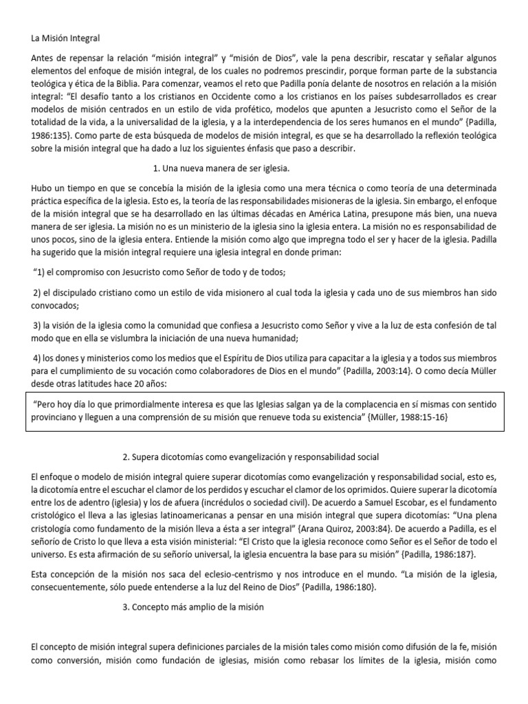La Misión Integral | PDF