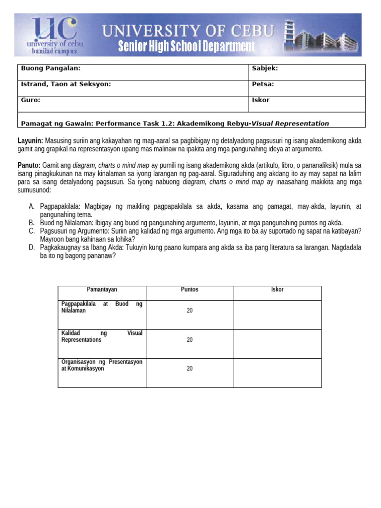 Performance Task 1.2-1 | PDF