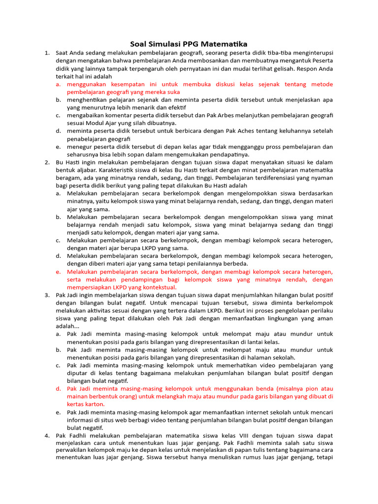 Soal Tryout PPG Matematika | PDF Soal Tryout PPG Matematika | PDF
