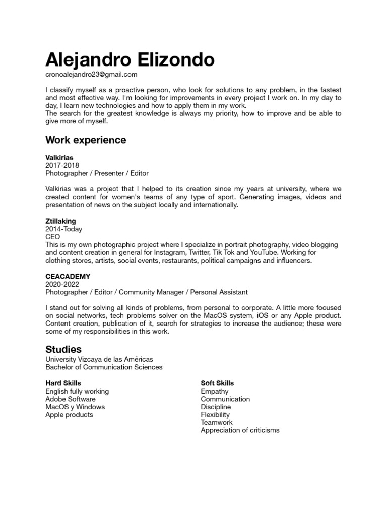 Alejandro Elizondo RESUME | PDF