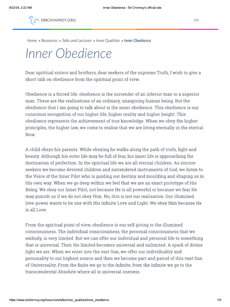 Jesus Inward Obedience | PDF
