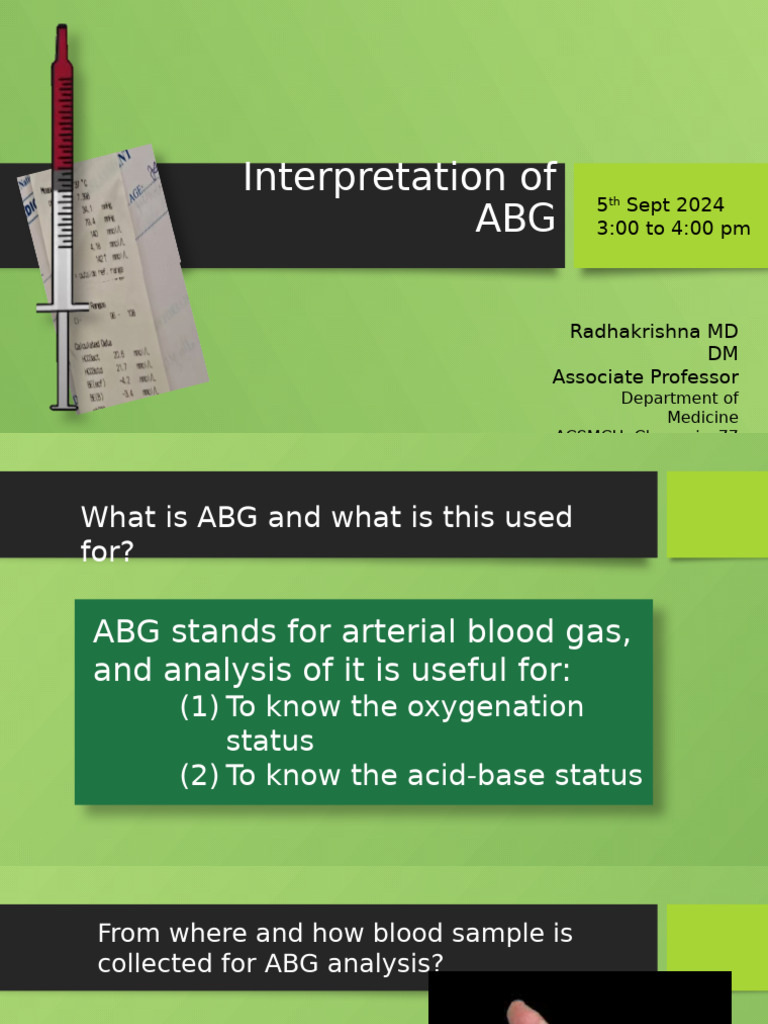 Interpretation of ABG: 5 Sept 2024 3:00 To 4:00 PM | PDF