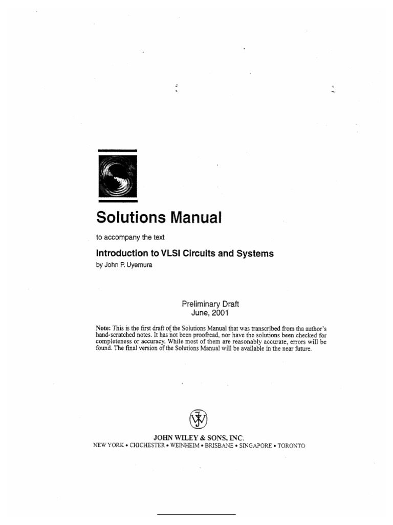 Solutions Manual Introduction To Vlsi Circuits and Systems 2001 Draft - John P Uyemura | PDF