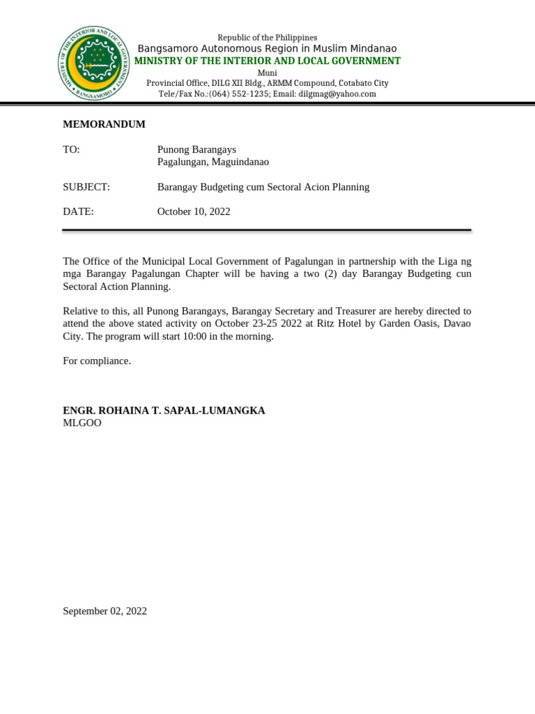 MEMO CSO ORIENTATION | PDF