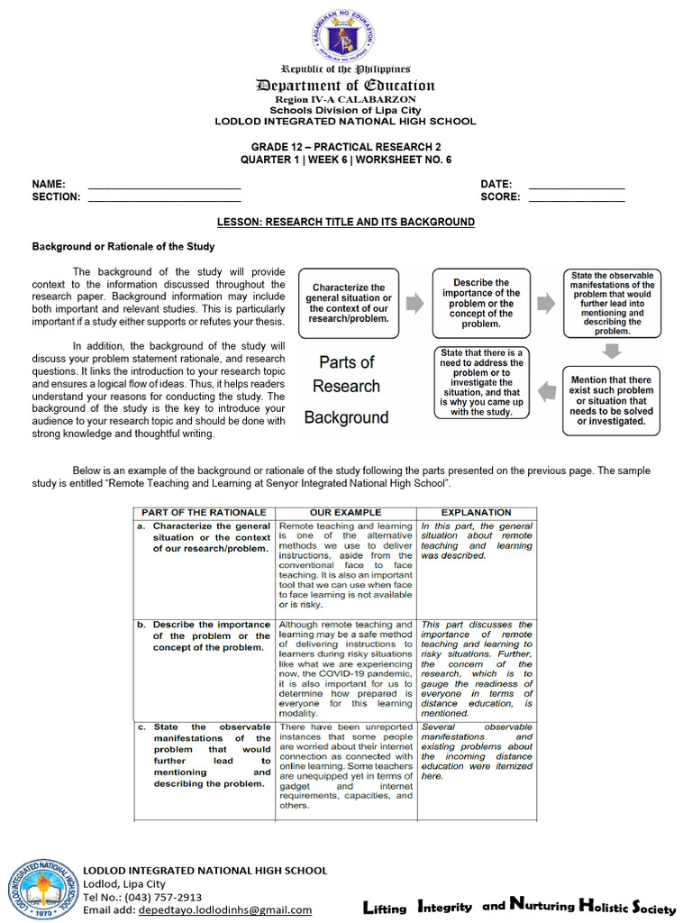 PR2 Worksheet Q1 Week 6 | PDF