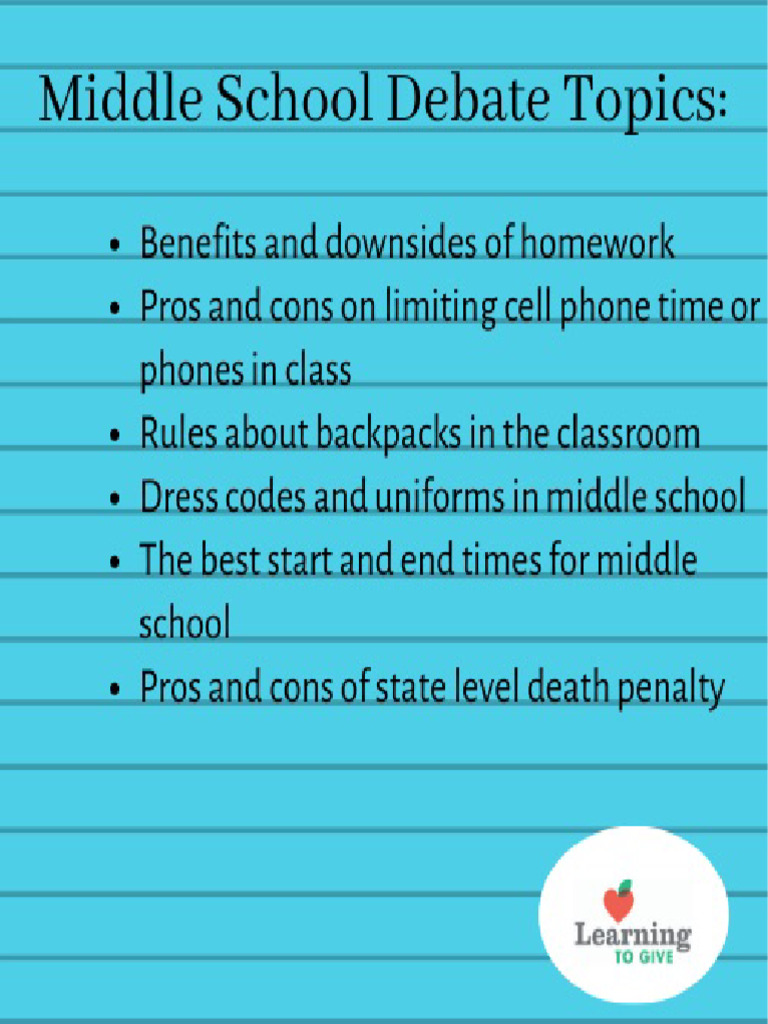Debate Topics Middle School | PDF