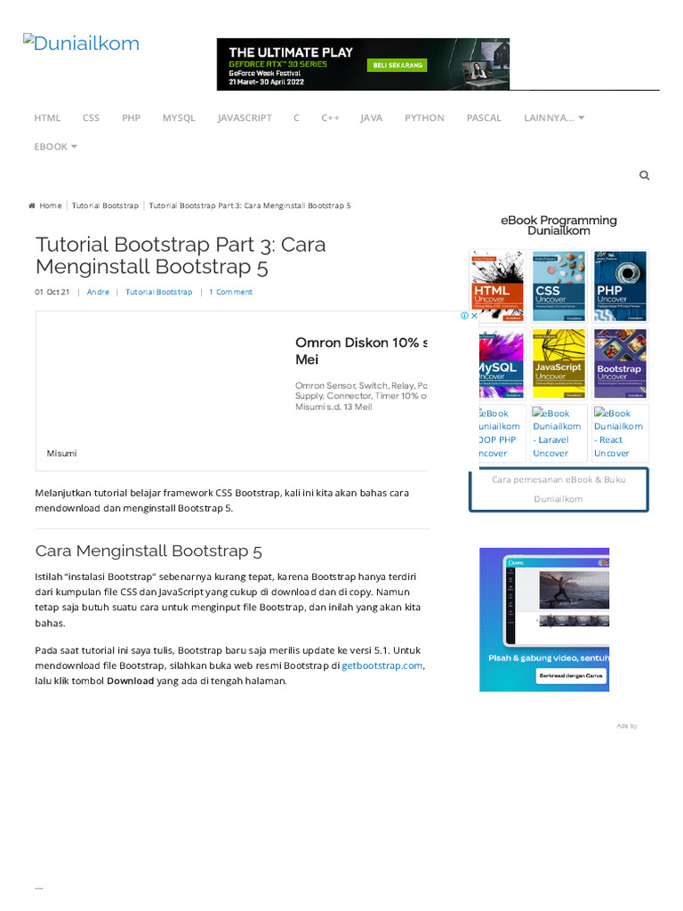Tutorial Bootstrap Part 3 - Cara Menginstall Bootstrap 5 | PDF | Bootstrap (Front End Framework ...