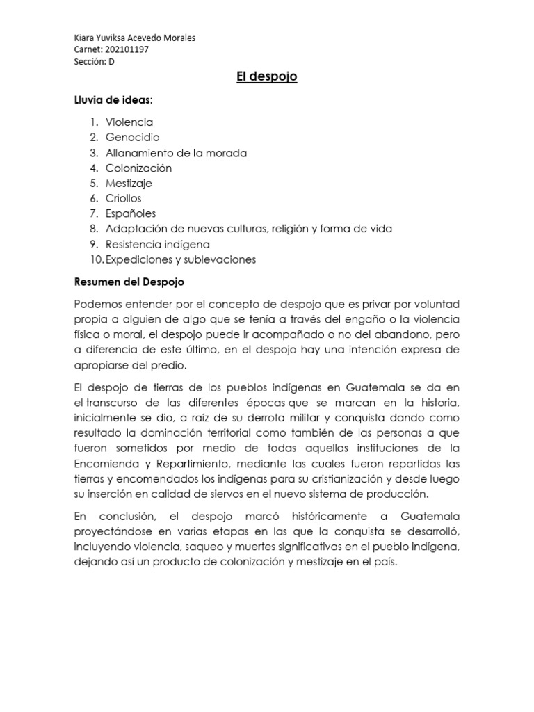 Resumen-El Despojo | PDF