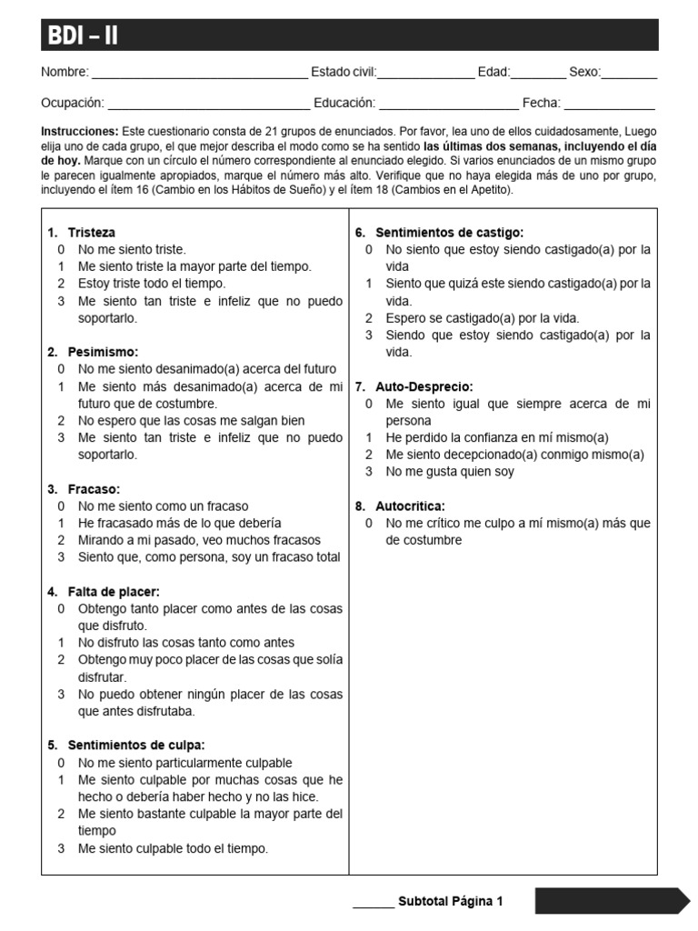 BDI - II | PDF