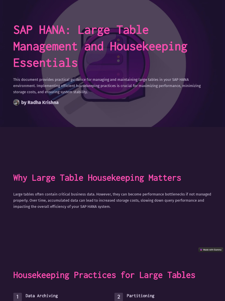 SAP HANA Large Table Management and Housekeeping | PDF | Database Index ...