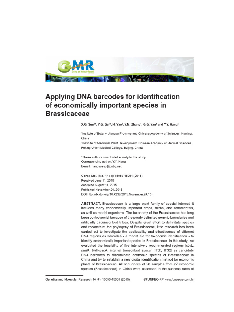 MT COI Is Not Use in Plant DNA Barcode | PDF