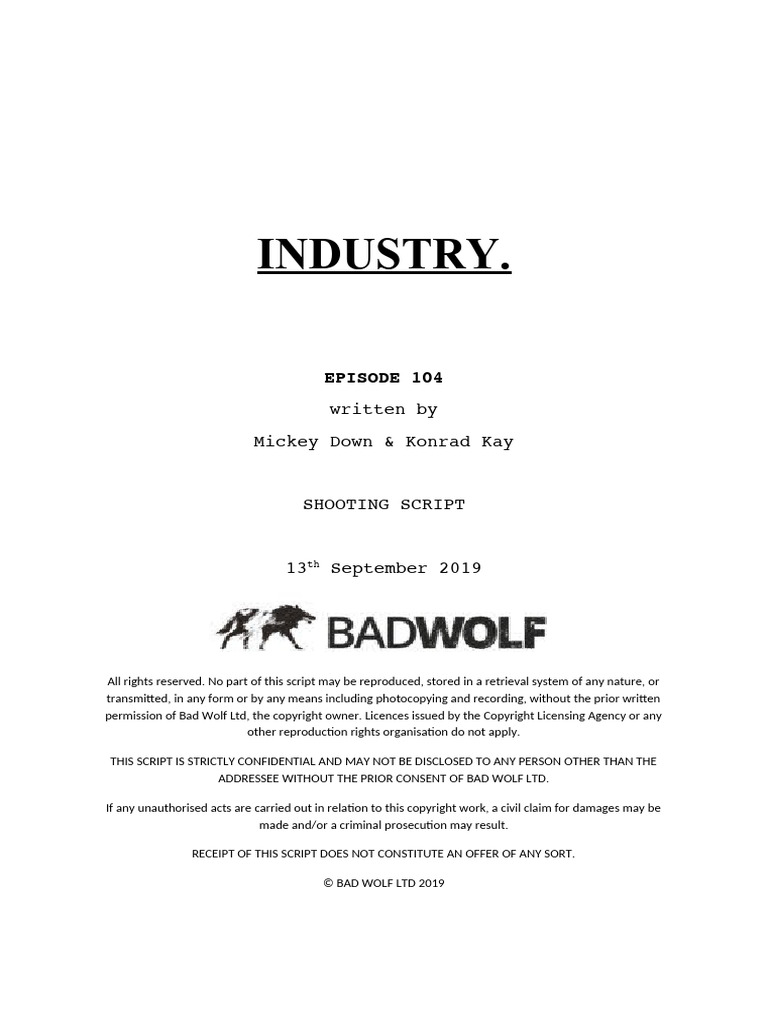 Industry s1 Ep4 Sesh Mickey Down Konrad Kay | PDF